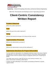 CSE 531 Babe Template Your Name Client Centric Consistency Written Report Docx CSE 531