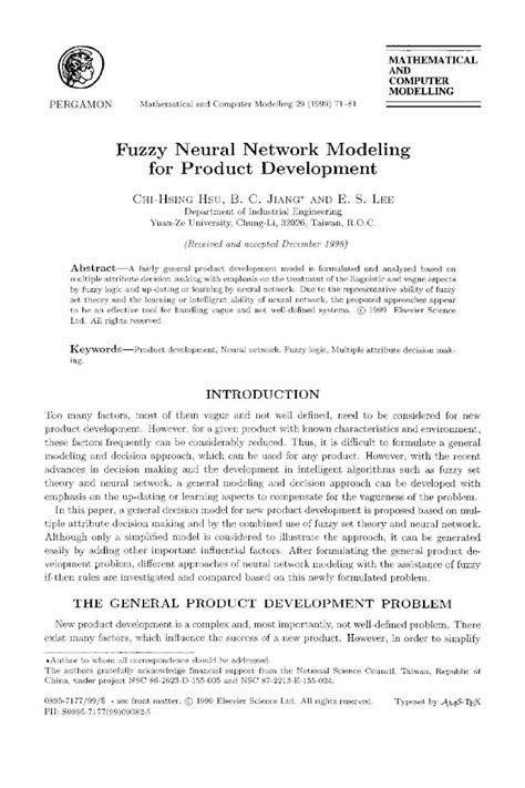 pdf fuzzy neural network modeling for product development dokumen tips