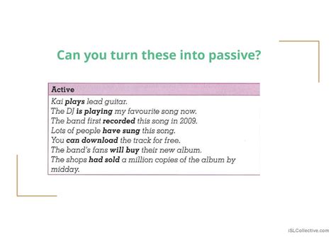 passive voice explanation and exerci… english esl powerpoints