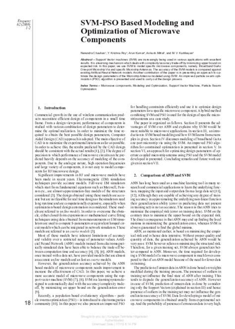 Pdf Svm Pso Based Modeling And Optimization Of Microwave Components