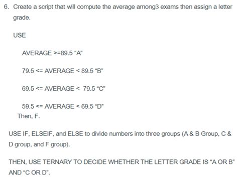 Solved 6 Create A Script That Will Compute The Average