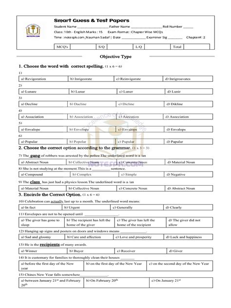 Unsolved Mcqs Pdf Multiple Choice Noun