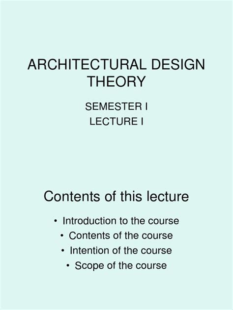 Architectural Design Theory Semester I Pdf Design Theory