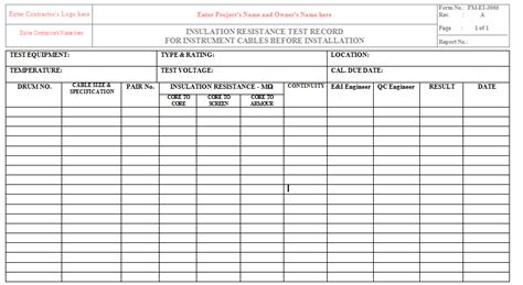Full Itp For Instrument Cables Installation With Checklists Editable
