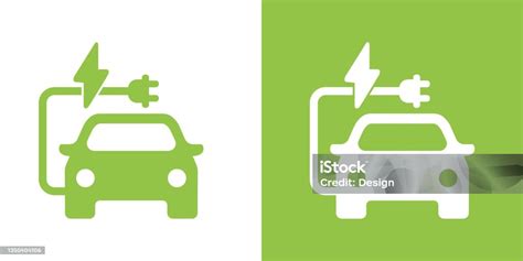 플러그 그린 아이콘 기호 Ev 자동차 하이브리드 차량 충전 포인트 로고 타입 에코 친화적 인 차량 개념 벡터 일러스트 교통수단에 대한 스톡 벡터 아트 및 기타 이미지