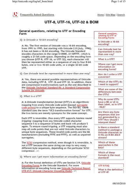 Utf-8, Utf-16, Utf-32 & Bom | PDF