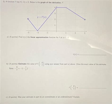 solved 3 a function f has f 1 3 below is the graph of