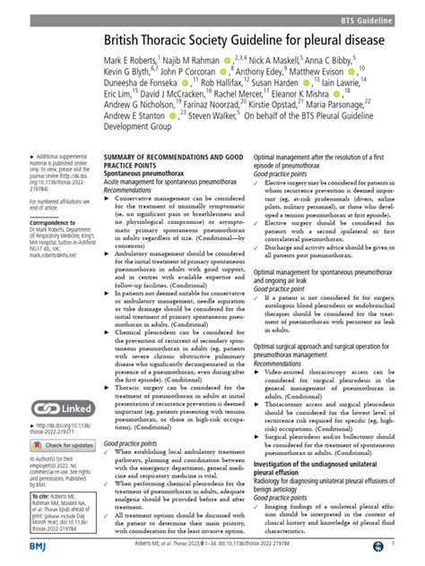 Bts Guideline For Pleural Disease Pdf Cytopathology Diseases And Disorders
