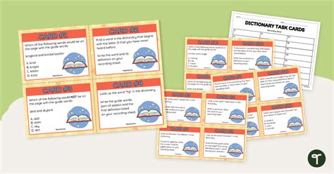 Dictionary Skills Task Cards Set 1 Teach Starter