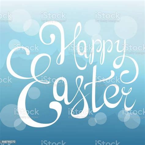 행복 한 부활절 손수 레터링 부드러운 밝은 파란색 배경에 추상 필기 서 예입니다 계절에 대한 스톡 벡터 아트 및 기타 이미지 계절 공휴일 드로잉 Istock