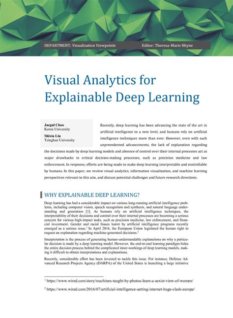 Visual Analytics For Explainable Deep Learning Deepai