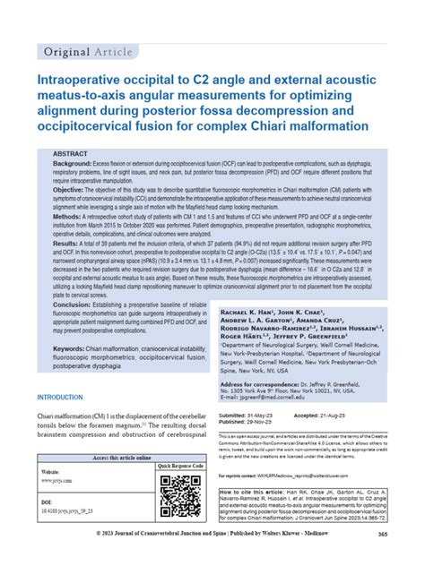 Intraoperative Occipital To C2 Angle And External8 Pdf Vertebra