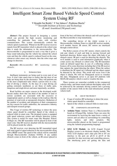 Pdf Intelligent Smart Zone Based Vehicle Speed Control System Using Rf