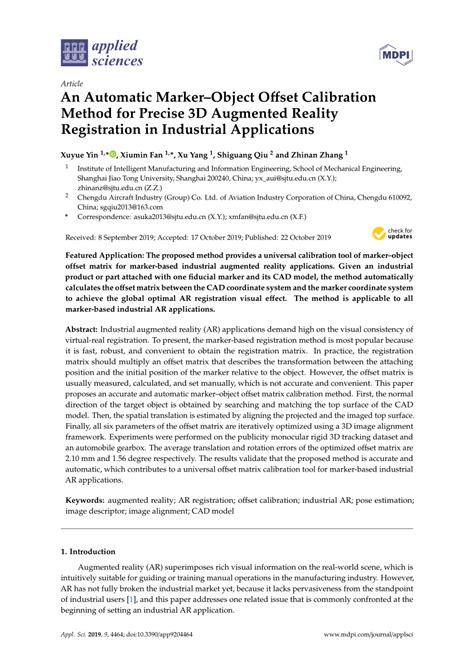 pdf an automatic marker object offset calibration method for precise