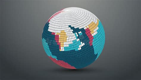 3d Render Of An Abstract Geometric Sphere With A Mosaic Tile Pattern