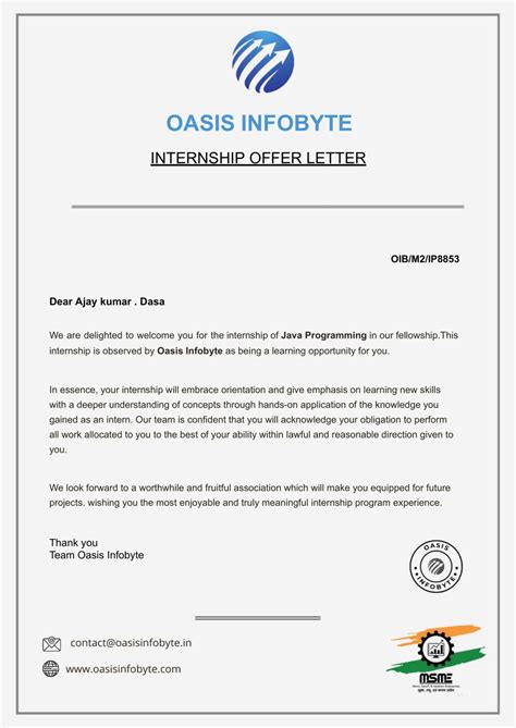 Internship Programming Java Oasisinfobyte Connections Ajay Kumar Dasa