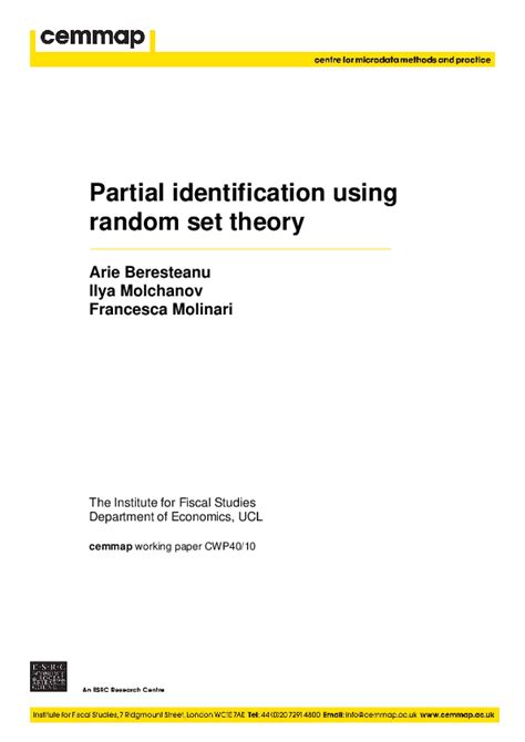 Pdf Partial Identification Using Random Set Theory