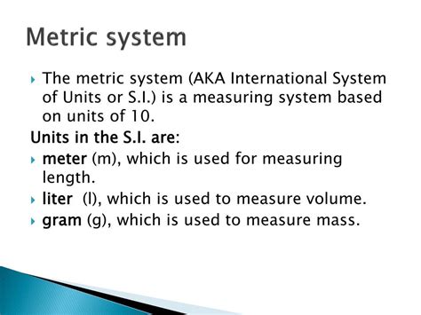 PPT The Metric System PowerPoint Presentation Free Download ID 5324894