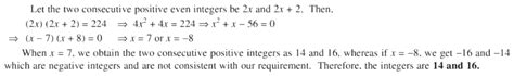 find two consecutive positive even integers whose product is 224 using