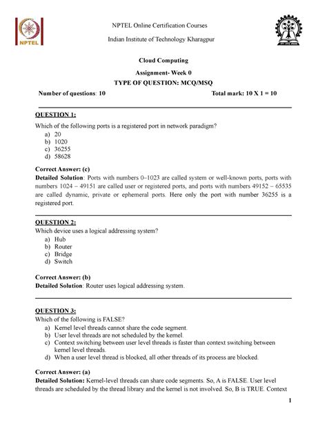 Cloud Computing Indian Institute Of Technology Kharagpur Cloud Computing Assignment Week 0