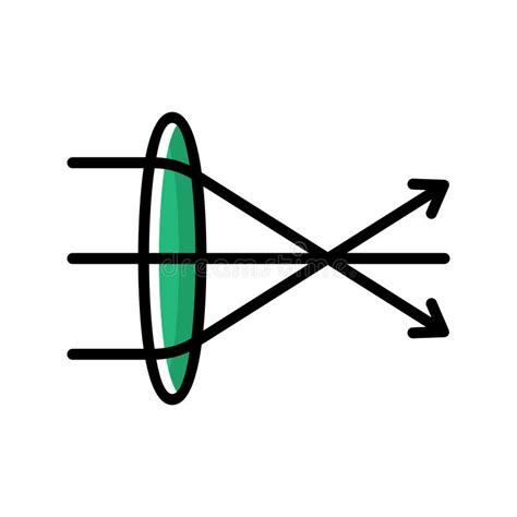 biconvex lens refraction rays line colourful vector icon physics law