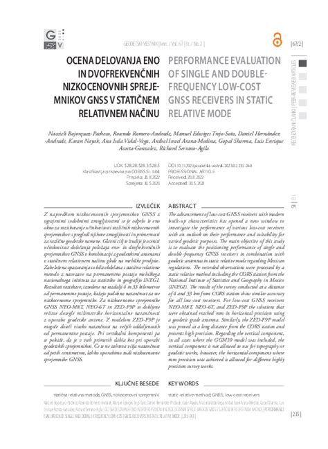 Pdf Performance Evaluation Of Single And Double Frequency Low Cost Gnss Receivers In Static