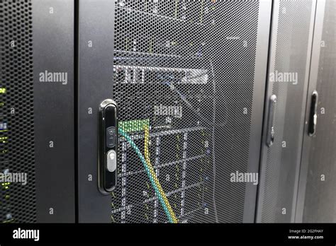 Electronic Lock On Server Rack In Data Center Server Room Computer