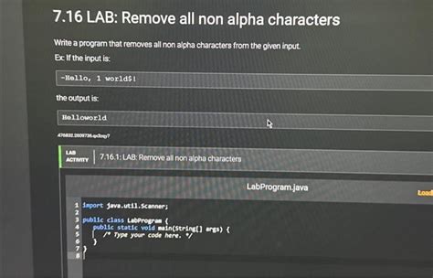 Solved LAB Remove All Non Alpha Characters Write A Chegg