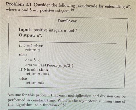 Solved Problem Consider The Following Pseudocode For Chegg