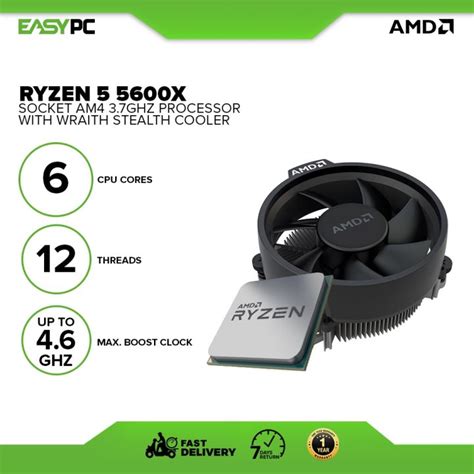 EasyPC AMD Ryzen 5 5600X Socket AM4 3 7GHz Processor With AMD OEM FAN MPK Desktop Processor