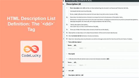 Html Description List The ` ` Tag Codelucky