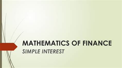 Simple Interest General Mathematics Gr11 Pptx