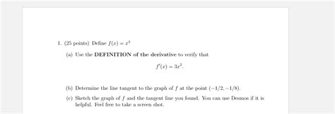 Solved 25 Points Define Fxx3 A Use The Definition Of