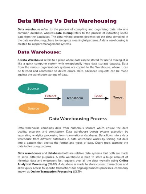 data mining vs data warehousing pdf data warehouse data mining