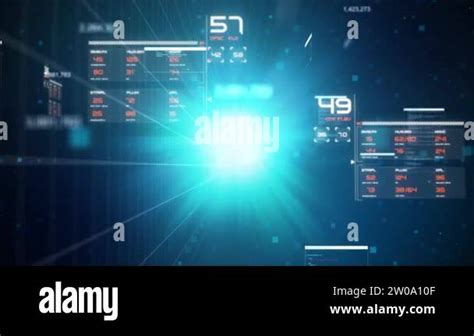 3d Rendering Flying Pass Through Hud Head Up Display Interface With Ui Map Graph Bar Element For