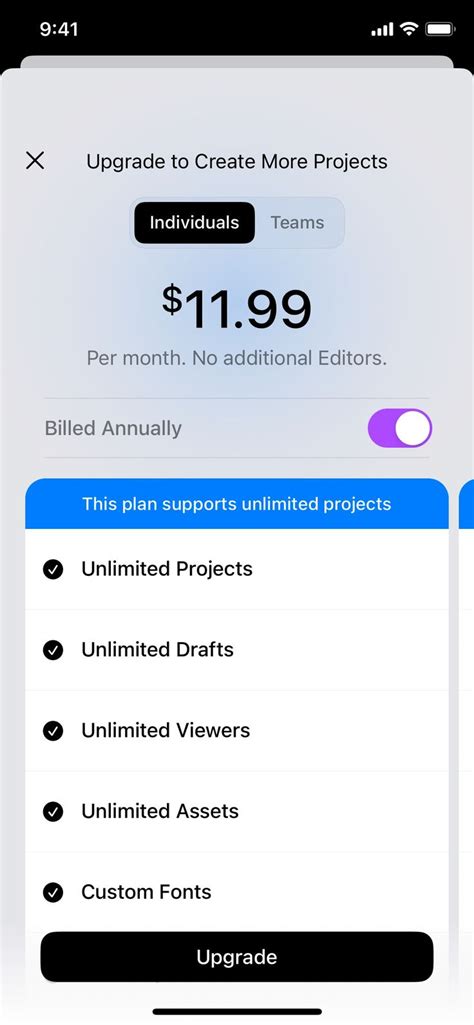 paywall and subscription ui from play ios app in 2024 app design
