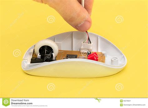 Connecting A Cable By Hand Mouse Stock Image 94279021