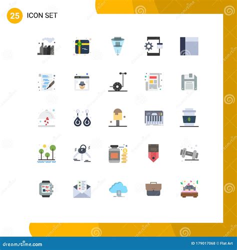Flat Color Pack Of 25 Universal Symbols Of Layout Process Filtering Development Coding Stock