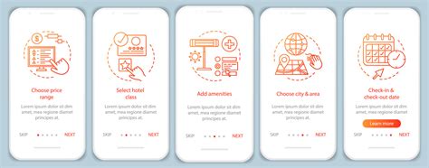 Accommodation Booking Onboarding Mobile App Screen Vector Template Choose Apartment Hotel