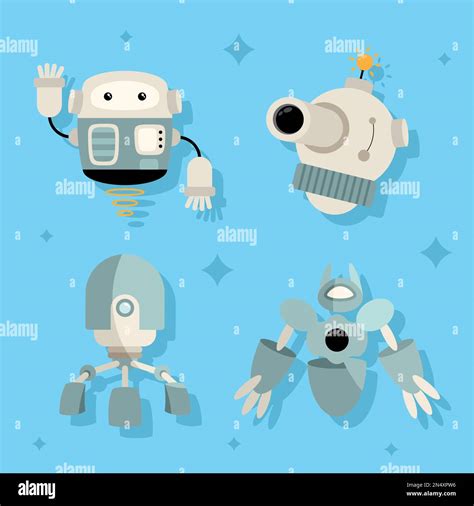 Four Robots Different Styles Characters Stock Vector Image And Art Alamy