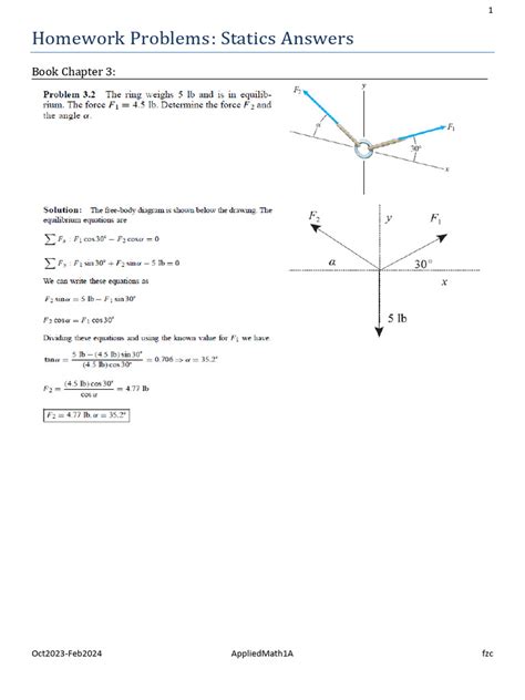 Homework Problems Statics 2023 Answers Pdf