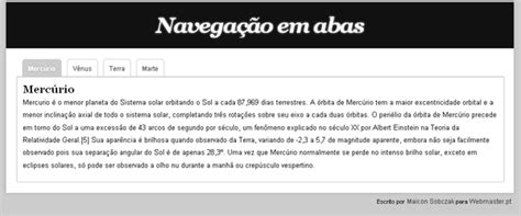 Navegação Em Abas Com CSS E jQuery Como Criar Um Site Blog WebMaster pt