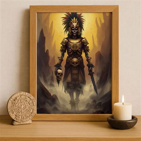Aztec Wall Art Mictlantecuhtli Art Aztec God Of Death Decor Aztec