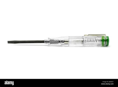 Screwdriver With Tester Isolated On A White Background Tool To Check Electric Voltage Stock