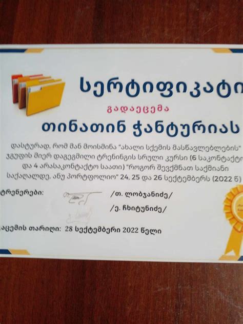 თინათინ ჭანტურიას ბლოგი სერთიფიკატები