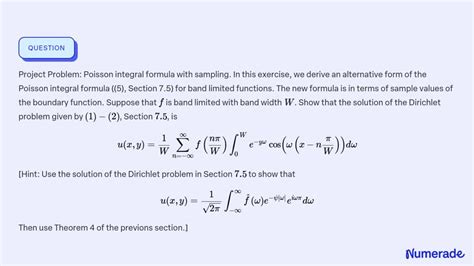 ⏩solvedproject Problem Poisson Integral Formula With Sampling In Numerade
