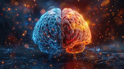 Brain Function Illustration Left And Right Hemisphere Concept Stock