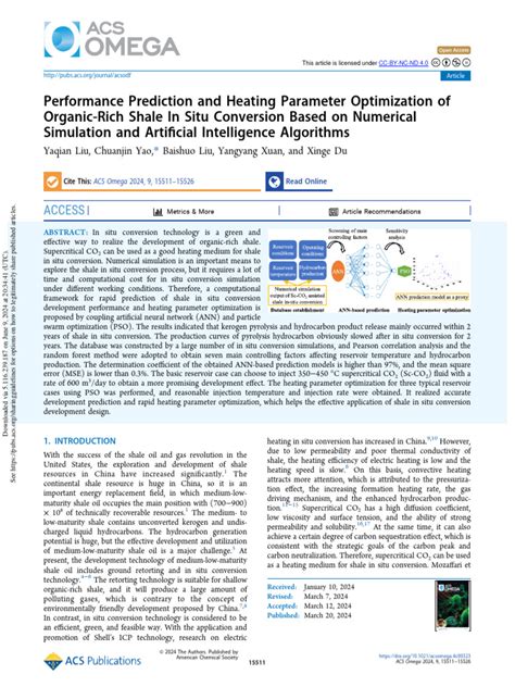 Liu Et Al 2024 Performance Prediction And Heating Parameter Optimization Of Organic Rich Shale