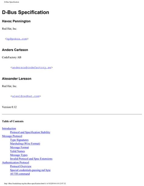 d bus specification pdf