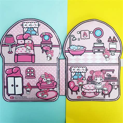 Mymelody Paperdoll House Quiet Book 마이멜로디 종이인형 집 만들기 스퀴시북 Paper Doll House Paper Dolls Diy